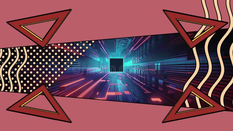 Animation of Triangles, Dots and Wave Patterns Against Futuristic ...