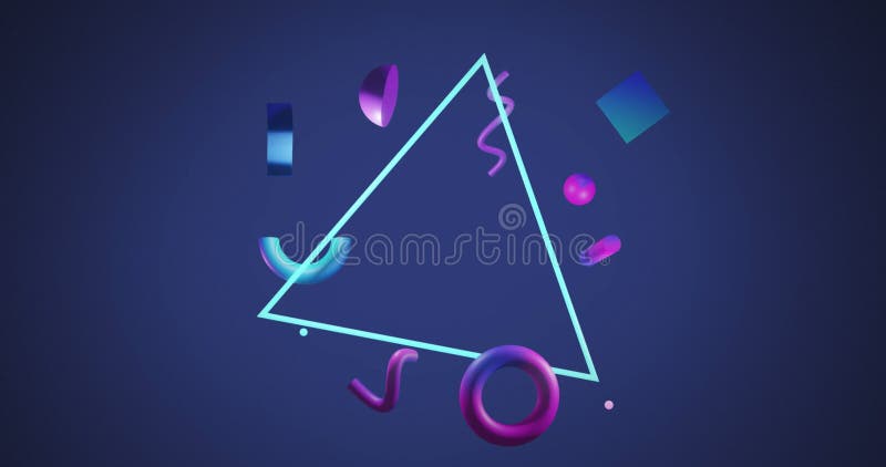 Animation of Triangular and Abstract Shapes Spinning Against Copy Space ...