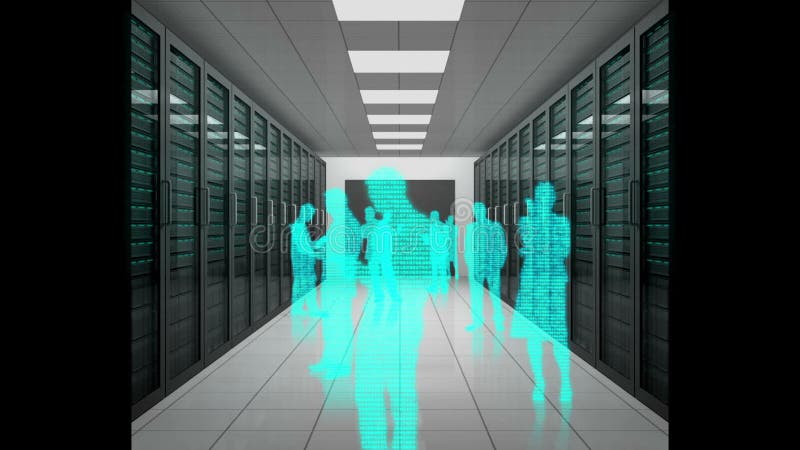 Animation of a Trip through Data Center with Silhouettes Stock Footage ...