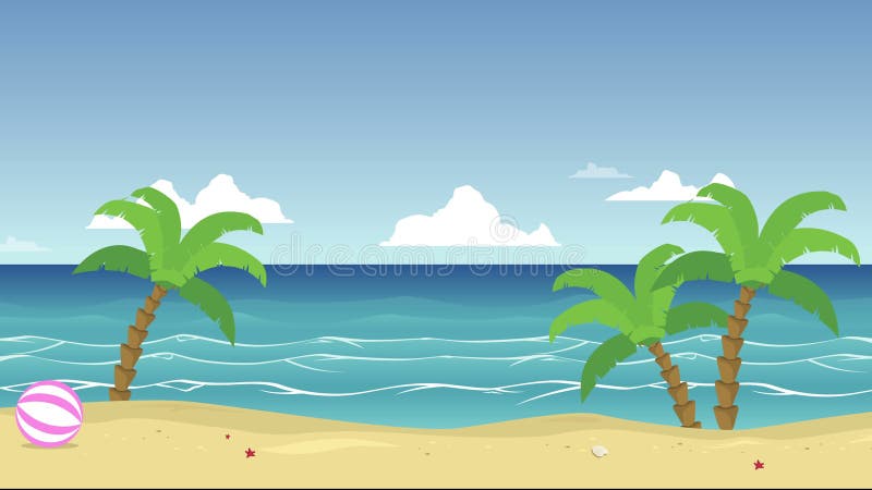 Animation of a Beach on a Tropical Island with an Empty Place for Text ...
