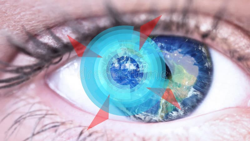 Animation of Turning Blue and Red Scope Scanning Over Human Eye and ...