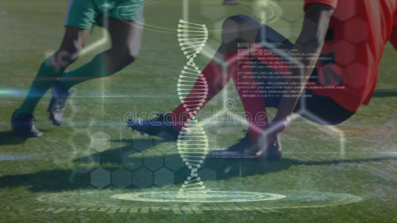 Moving 3D DNA with Football Player Playing Stock Footage - Video of ...