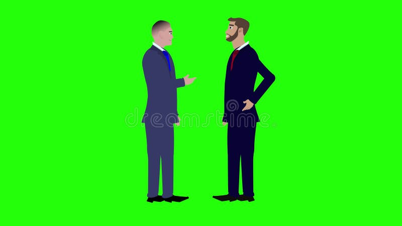 Animation of Two Business Man Character Talking Each Other on Green ...