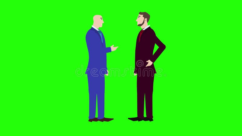 Animation of Two Business Man Character Talking Each Other on Green ...