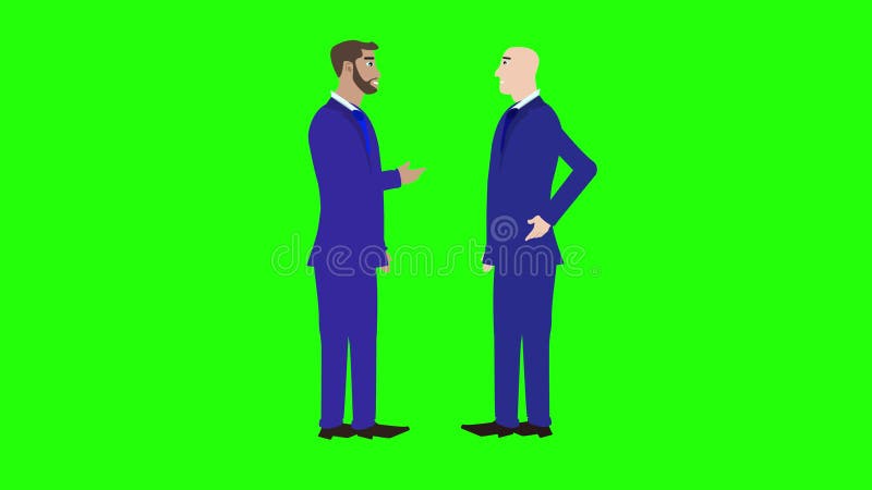 Animation of Two Business Man Character Talking Each Other on Green ...