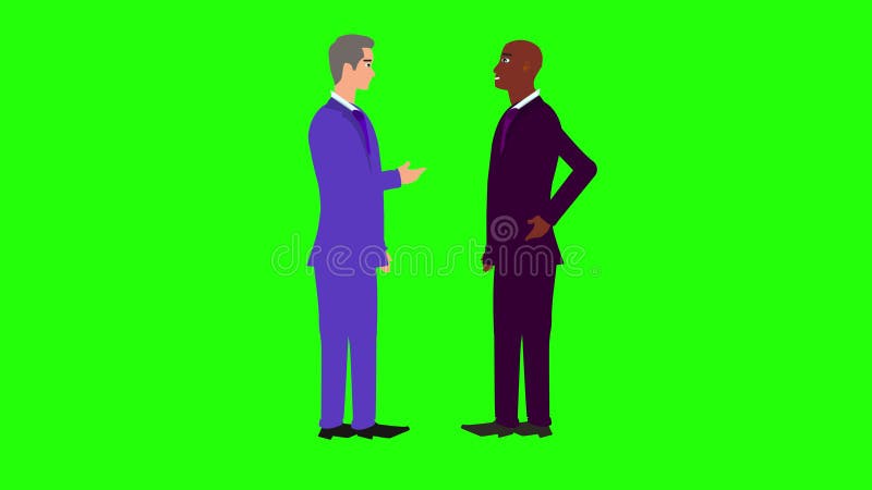 Animation of Two Business Man Character Talking Each Other on Green ...