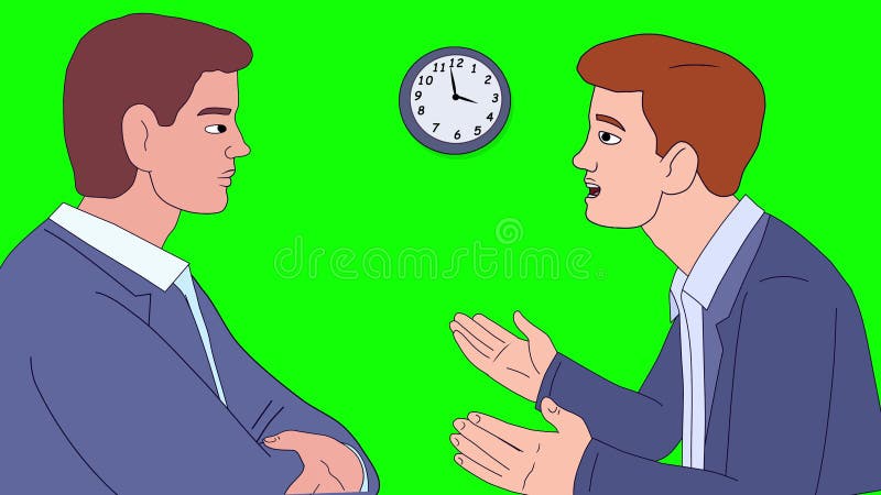 Animation of Two Businessmen Having a Discussion and with a Clock ...