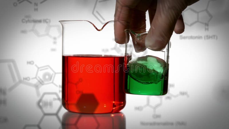 Laboratory Beakers with Data and Structural Formula of Chemical ...