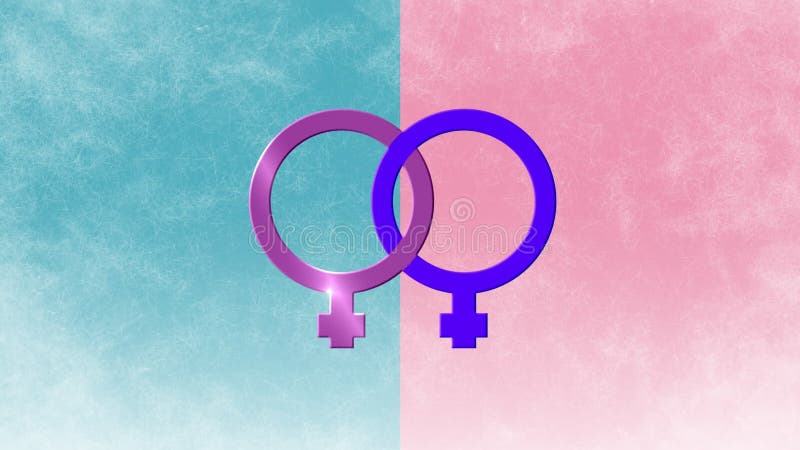 Animation Of Two Linked Purple And Pink Female Gender Symbols