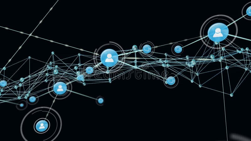 Animation of User Icons Forming Network on Dark Background, Creating ...