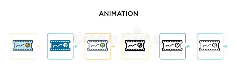 Animation Vector Icon in 6 Different Modern Styles. Black, Two Colored ...