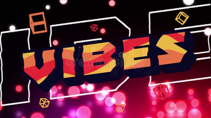 Animation of Vibes Text Over Neon Pattern on Black Background Stock ...