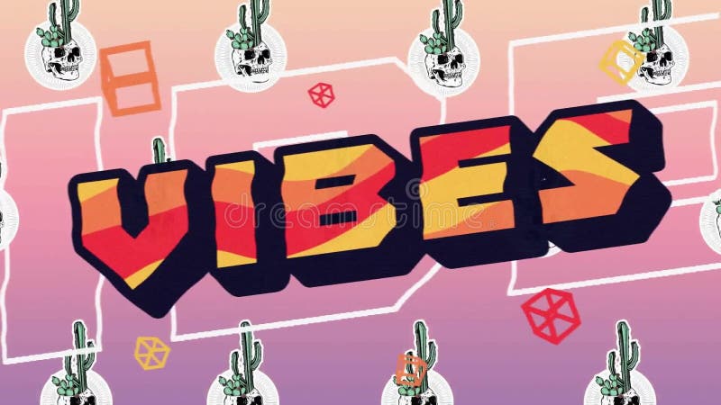 Animation of Vibes Text and Pattern on Pink Background Stock Footage ...
