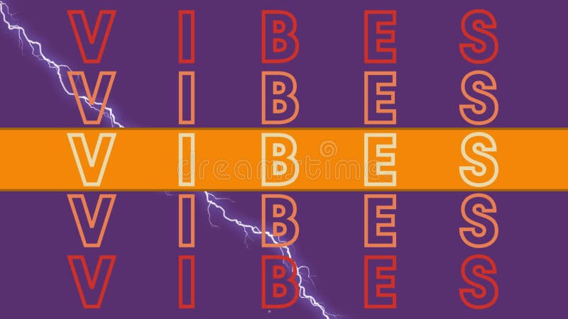 Animation of Vibes Text with Thunder Lightning Over Abstract Background ...
