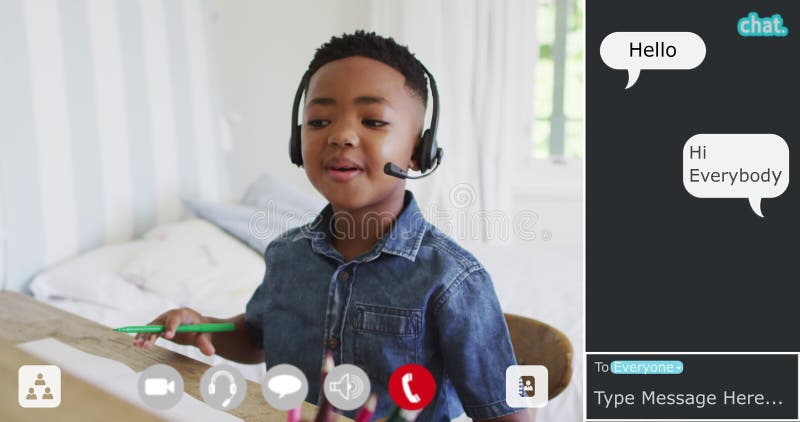 Animation of Video Call Interface with Boy Talking in Online School ...