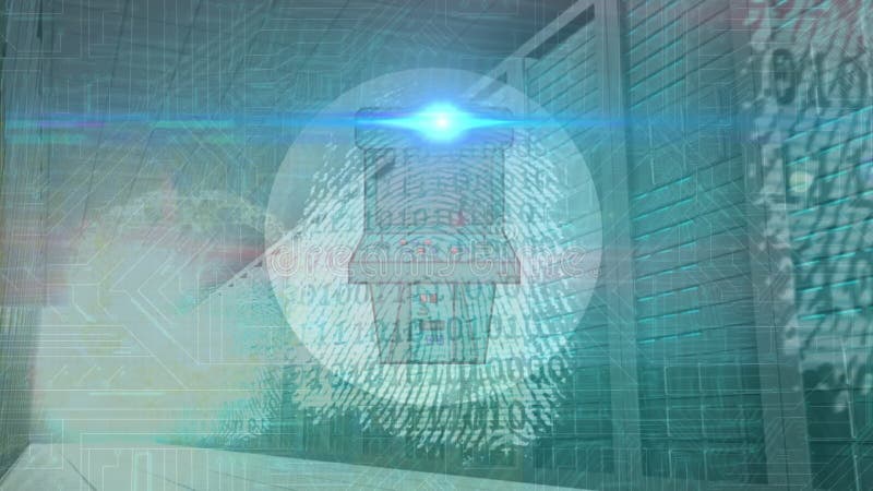 Animation Of Video Game Binary Coding Data Processing Over Glowing Computer Circuit Board