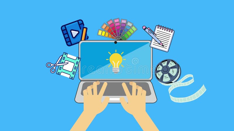 Animation Video of Hands Typing on a Laptop Keyboard from Above Stock ...