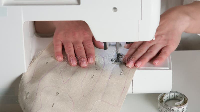 Animation Video Cropped Woman Sew on Template Textile Patterns with ...