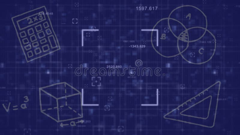 Animation of Viewfinder, Cube, Scale, Mathematical Drawing Over ...
