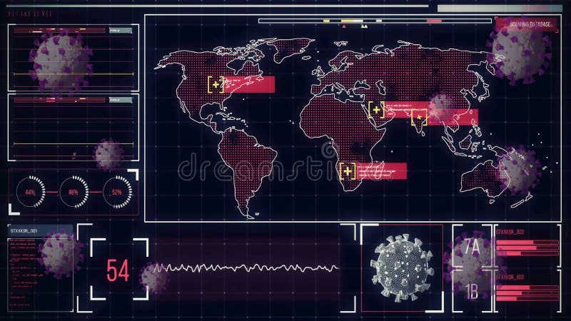 Animation of Virus Cells and Data Processing Over World Map Stock Video ...