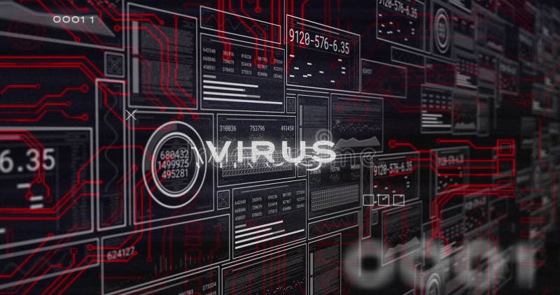 Animation of Virus Text with Binary Codes, Changing Numbers, Graphs, Loading Circles and Bars ...