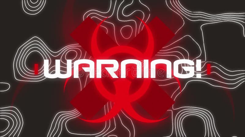 Animation of Warning Text Over White Lines Ad Warning Sing on Black ...