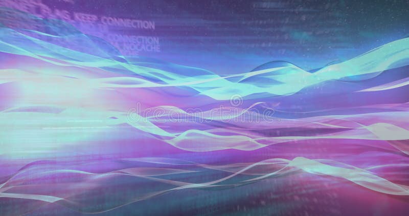 Animation of Wave Pattern and Grid Pattern Over Computer Language in Background Stock Footage ...