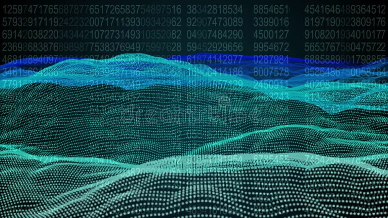 Animation of Waves Over Binary Code on Black Background Stock Footage ...