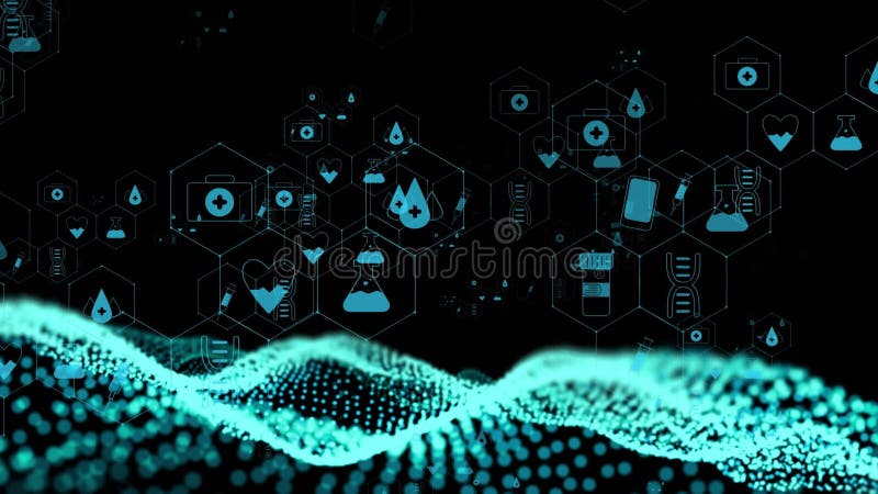 Animation of Waving Particles with Medical Icons and Data Processing on ...