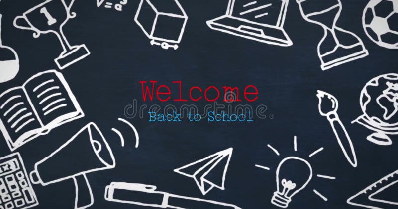 Animation of Welcome Back To School Text Over School Icons Stock Video ...
