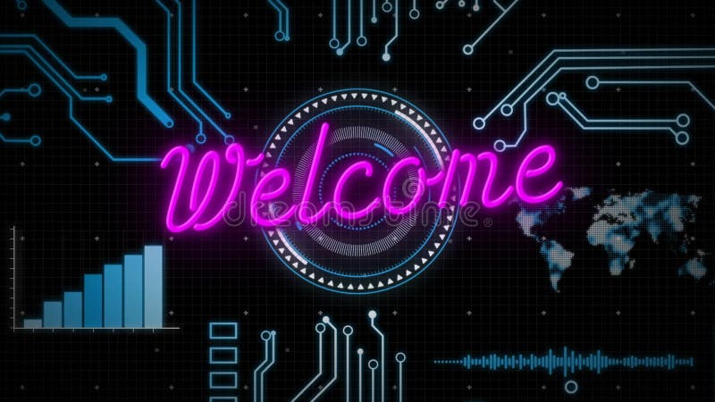 Animation of Welcome Neon Text Over Smoke Trails Stock Video - Video of ...