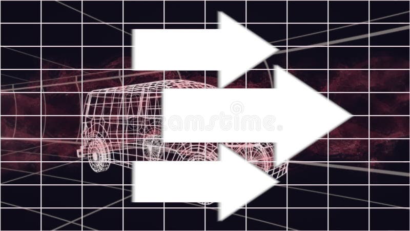 Animation of White Arrows Over 3d Drawing Model of Van and Grid Stock ...