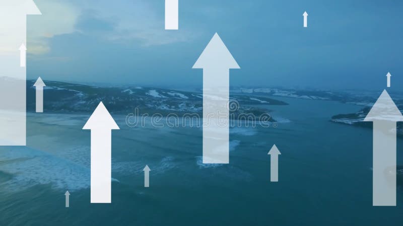 Animation of White Arrows Pointing Up Over Landscape Stock Video ...