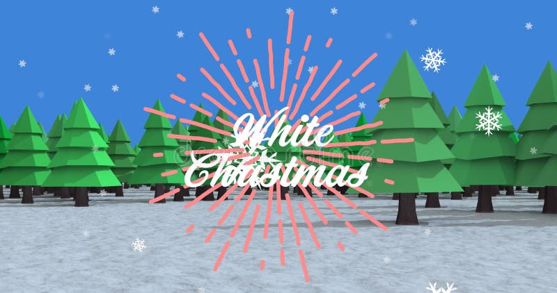 Animation of White Christmas Text Over Fir Trees Stock Video - Video of ...