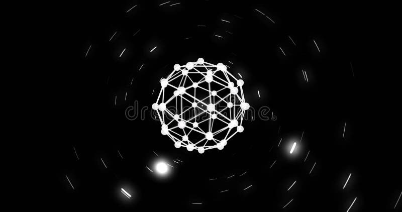 Animation of White Globe and Data Processing on Dark Background Stock ...