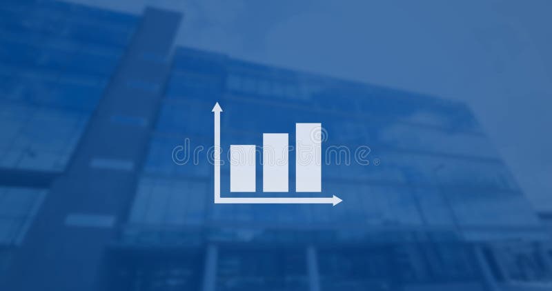 Animation of White Graphs Over Low Angle View Modern Building Against ...