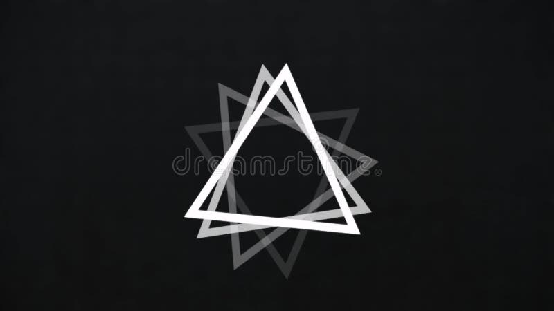 Animation of White Line Triangle Rotating on Black Background Stock ...