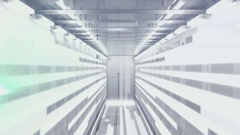 Animation of White Lines Over Server Room Stock Footage - Video of ...