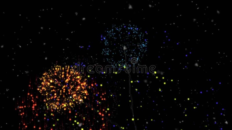 Animation of White Particles Over Colorful Fireworks Exploding Against ...