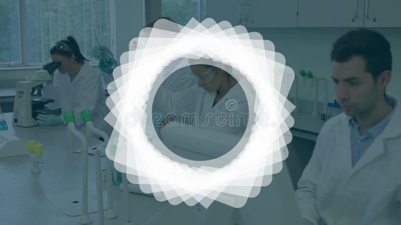 Animation of White Shapes Over Diverse Scientists in Lab Stock Footage ...