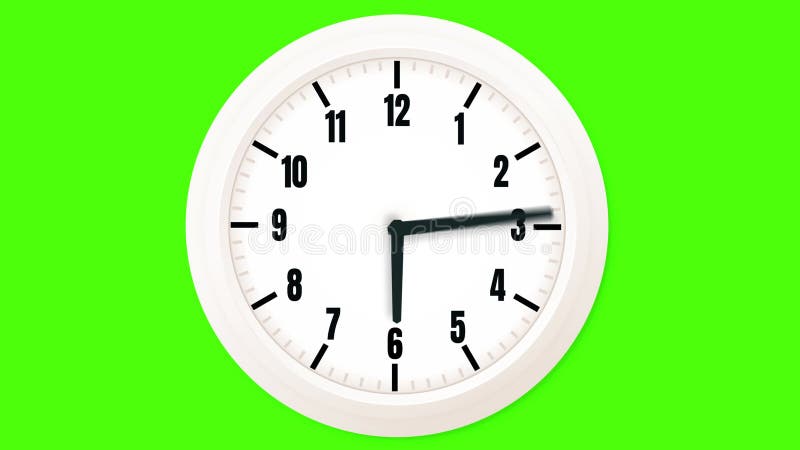 Animation White Wall Large Clock on Green Screen Background Stock Video ...
