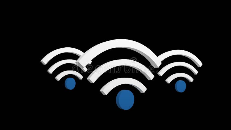 Animation of Wifi Icons and Data Processing on Black Background Stock ...