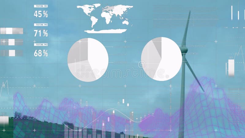 Animation of Wind Turbine with Data Visualization Overlay and Global ...