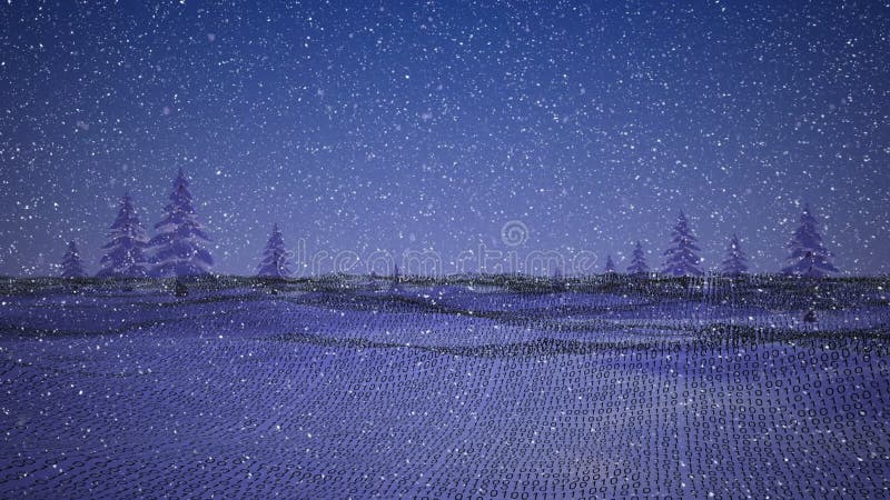 Animation of Winter Scenery Over Snow Falling Stock Video - Video of ...