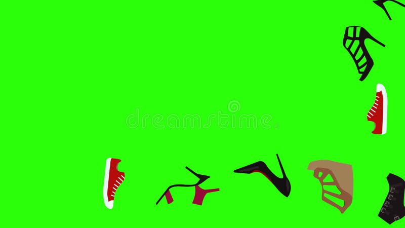 Women Shoes Animation on Green Screen Chroma Key Flat Design Elements ...