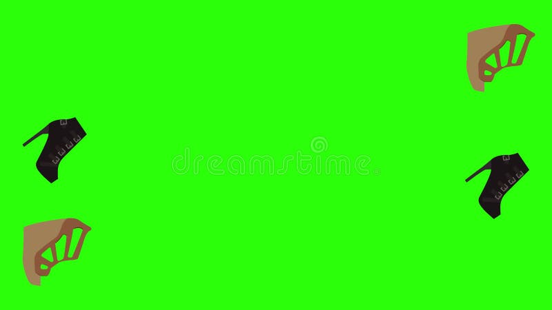 Animation of Women Shoes Group Elements on Green Screen Chroma Key ...