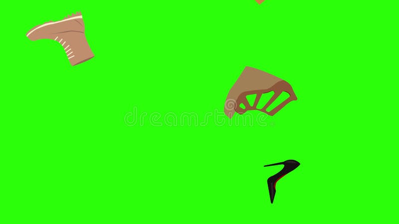 Animation of Women Shoes Group Elements on Green Screen Chroma Key ...