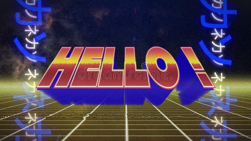 Animation of the Word Hello! Written in Red and Yellow Letters Over ...