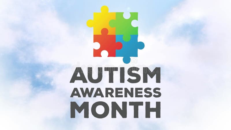 Animation of Words Autism Awareness Month Over Clouds on Blue Sky Stock ...