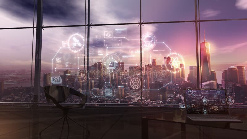 Animation about the Work of Corporate Artificial Intelligence. Stock ...